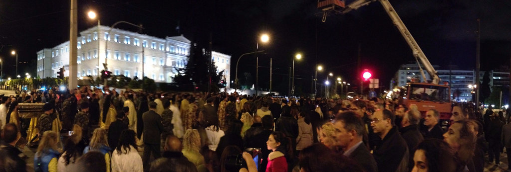 2014 Athens Good Friday Epitaphios Amalias street near the Greek ...