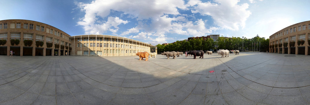 Herd of Rhinoceroses. Logroño Town Hall Square 2 2025 360 Panorama ...