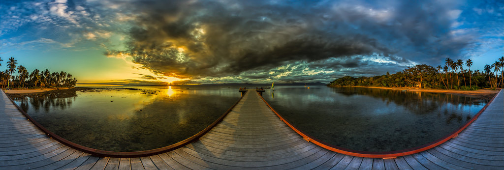 Evening glow over the jetty - Savusavu Bay - Fiji 360 Panorama | 360Cities