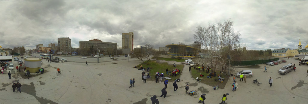 XI May Day Bike Ride.Gathering at Novosibirsk Circus 360 Panorama ...