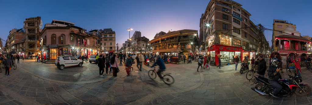 Akash Bhairav Temple – Kathmandu, Nepal by night 360 Panorama | 360Cities