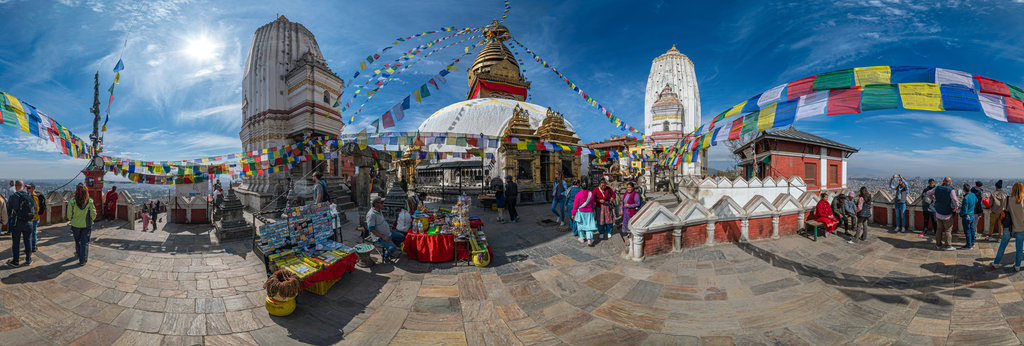 Monkey Temple – Swayambhunath Stupa, Kathmandu, Nepal 360 Panorama ...