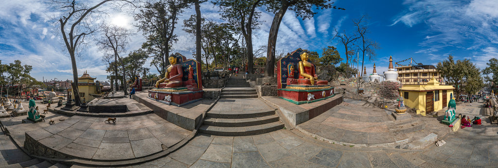 Eastern Steps to Swayambhunath Hill, Kathmandu, Nepal 360 Panorama ...