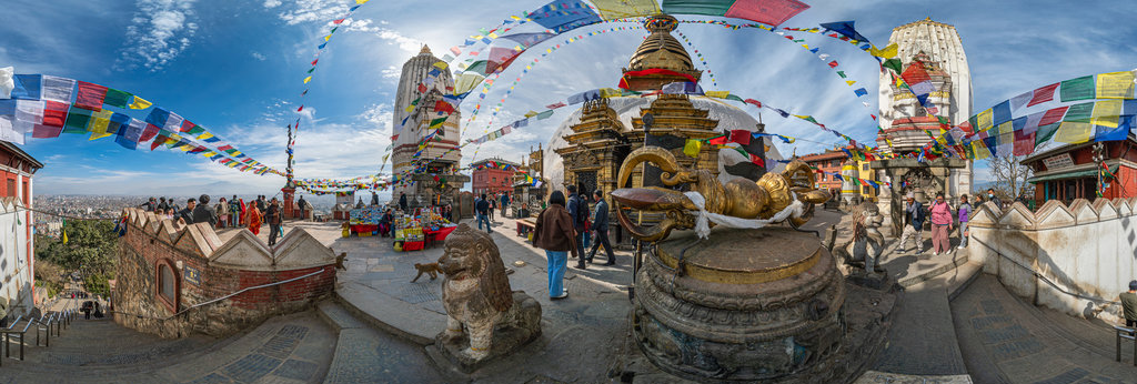 Swayambhunath Stupa – Monkey Temple, Kathmandu, Nepal 360 Panorama ...