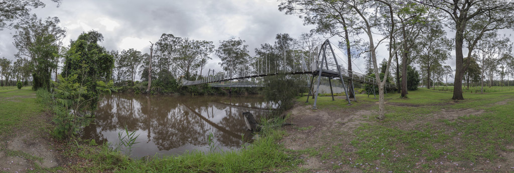 Swing bridge from banks of Dora Creek 360 Panorama | 360Cities