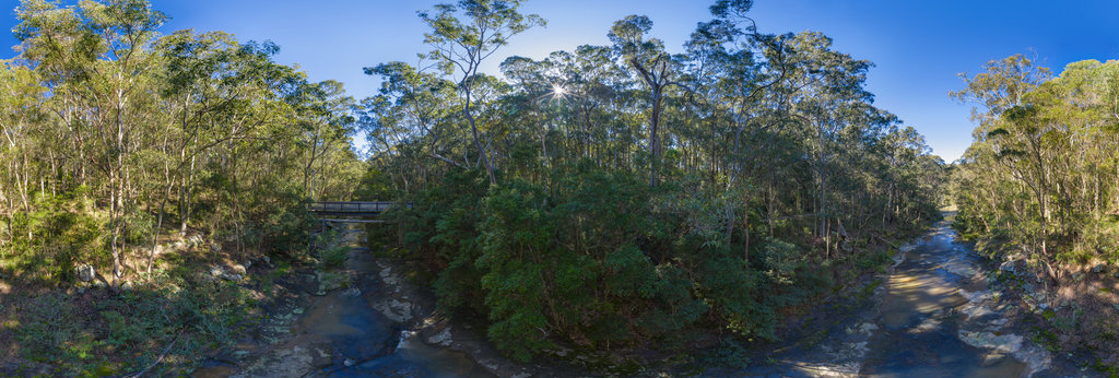 Downstream of Flaggy Creek pedestrian bridge 360 Panorama | 360Cities
