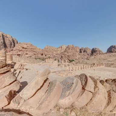 Fallen columns in the Great Temple, Petra 360 Panorama | 360Cities