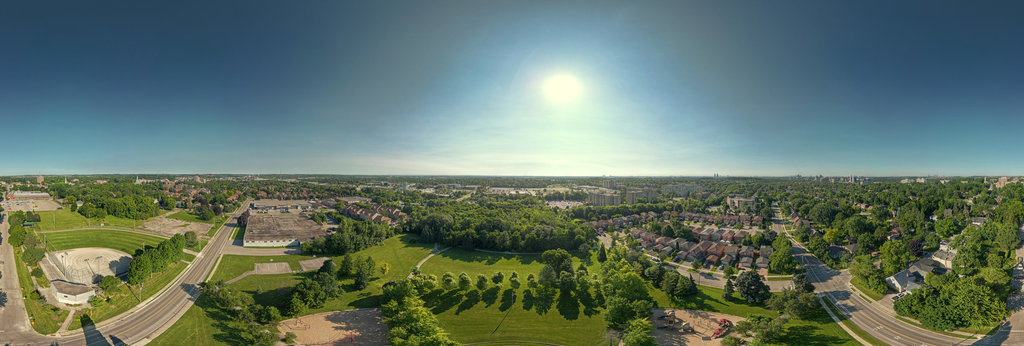Aerial View of Unity Park in Richmond Hill (Mull LUT) 360 Panorama ...